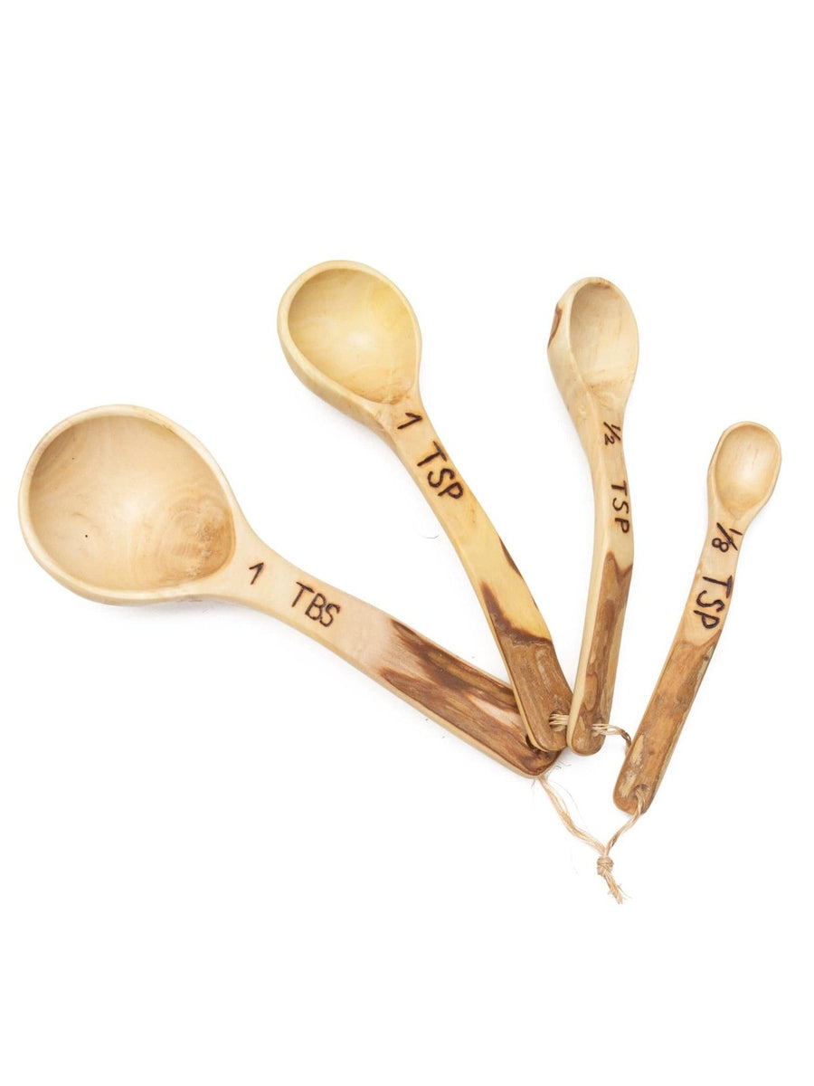 Hand Carved Wood Measuring Spoon Set