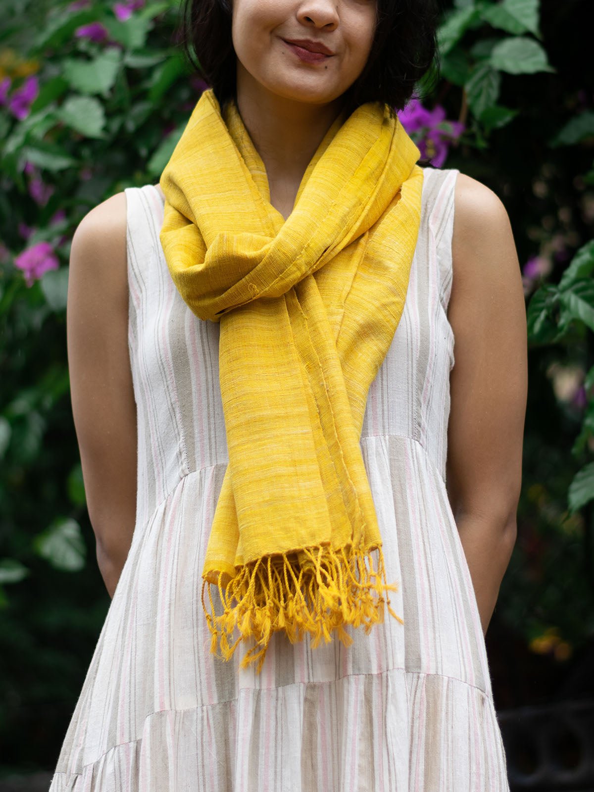 Peace Silk Scarf Yellow | Flourish Planet